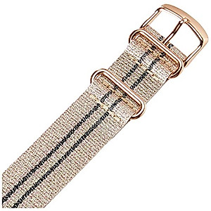 Timex TW7C27400 Weekender 20mm Blush/Graphite Stripe Metallic Fabric Strap