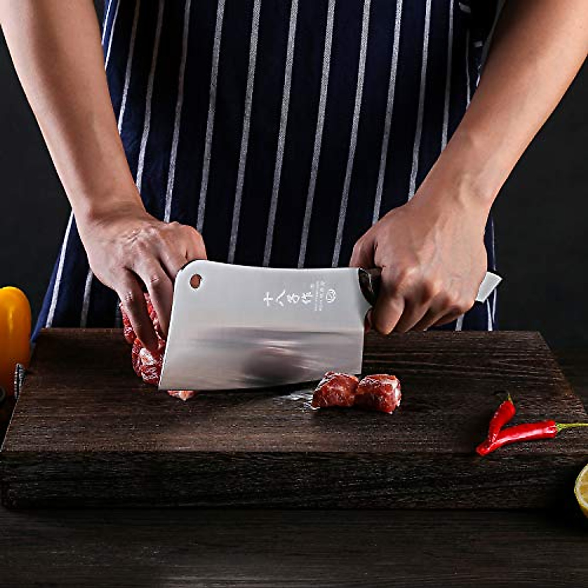 SHI BA ZI ZUO Heavy Duty Stainless Steel Bone Cleaver Knife for Home Chopping Bones