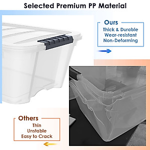 GORELAX 12 PCS Clear Plastic Storage Bins with Lid, 12 L/13 Qt. Tote Boxes w/Ultra Latching Handle, Nestable & Stackable Storage Containers for Organizing, Pantry, Clothes