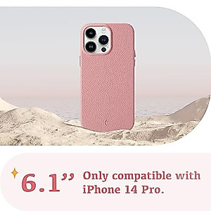 Luner - for iPhone 14 Pro (6.1") - Vegan Leather Phone Case [Compatible with MagSafe] for Women and Girls - Pink