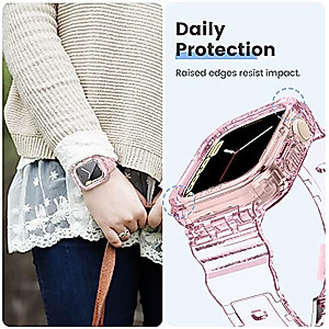 Tensea for Apple Watch Band 38mm 40mm 41mm 42mm 44mm 45mm for Women Men, iWatch Band with Protective Bumper Case, Cute Soft Sport Strap, Cool Wristband Accessories for SE2 Series 8 7 SE 6 5 4 3 2 1