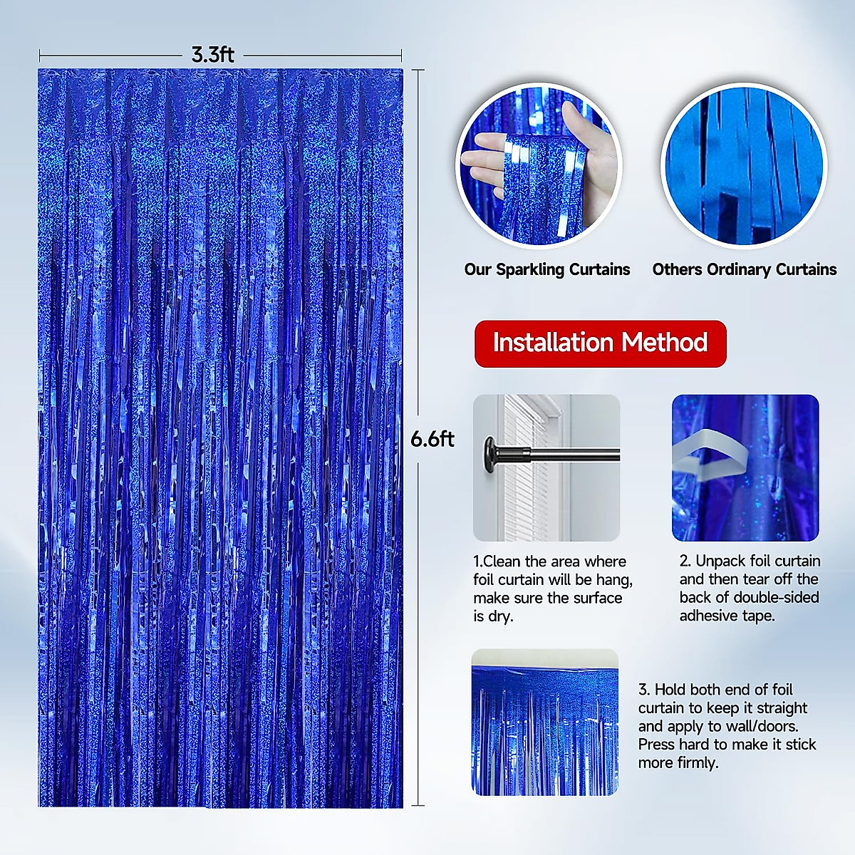 QRabbit 4 Pack Gold Party Streamers, Shiny Foil Fringe Curtain Backdrop for Birthday Wedding Bachelorette Baby Shower Bridal Shower Christmas Party Decorations (3.3 x 6.6 ft)