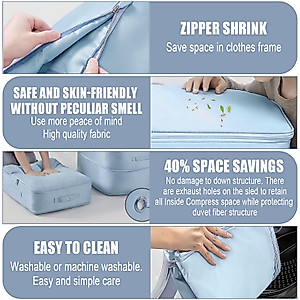 Ultra Space Saving Self Compression Organizer,Self Compression Bags, Heavy Duty Storage Tote for Space Saving, Extra Large Space Saving Bags, Space Bags for Comforters and Blankets (Large,Blue)​