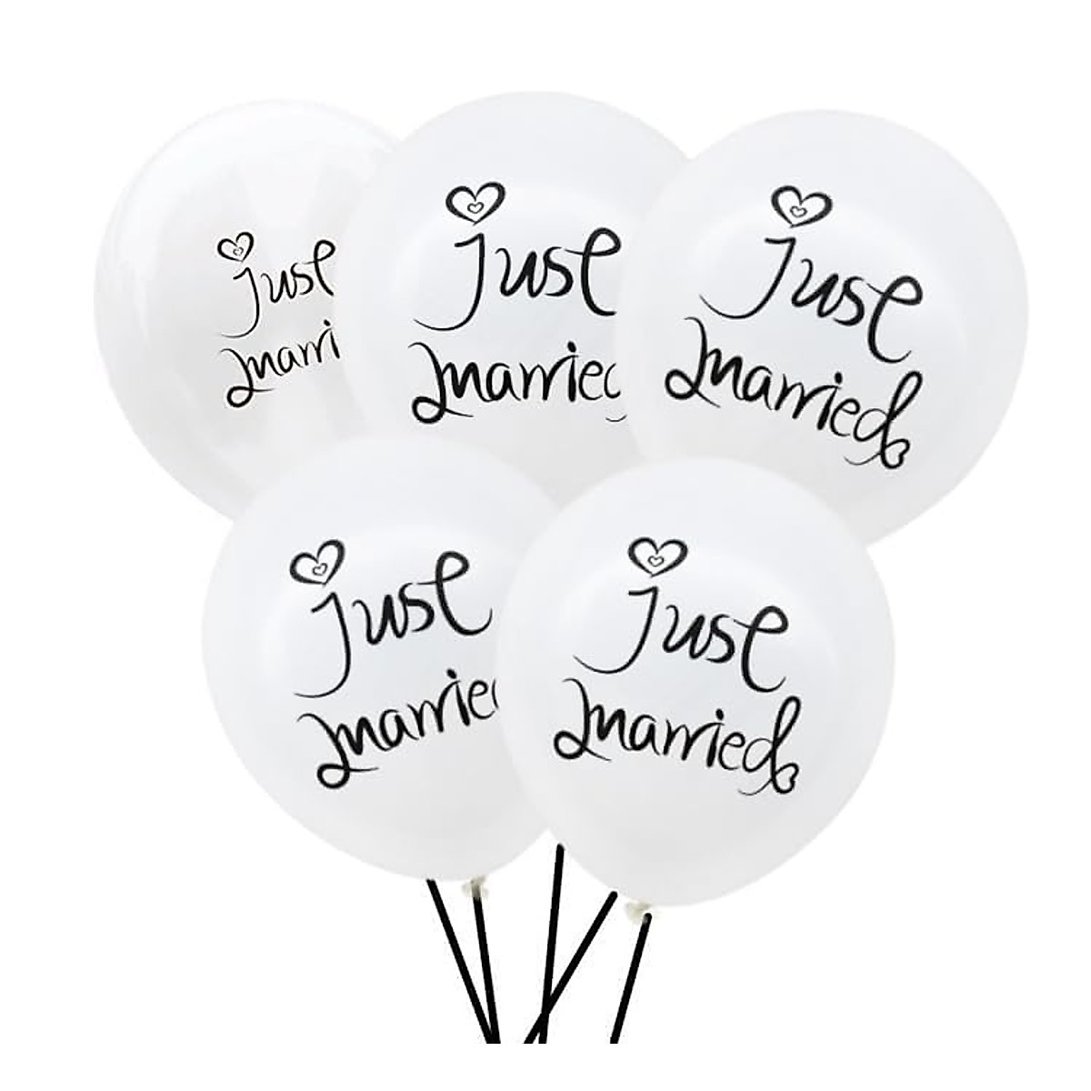 Pfylinqo 100 Pcs Celebration of Just Married Balloons, 12 Inch "Just Married" Letter Print White Balloon for Garland Arch, Party Latex Balloons for Bride Wedding Anniversary Party Decoration Supplies