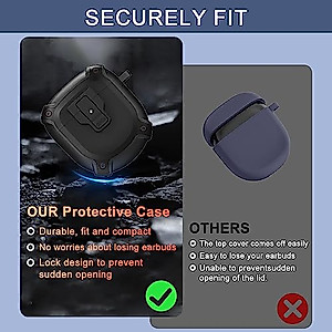 [with Lock] for Bose QuietComfort Earbuds II Case (2022), Shockproof Protective Bose Quietcomfort 2 Case Cover for Men Women, Silicone+PC Secure Lock Case for Bose Quietcomfort Earbuds II (Black)