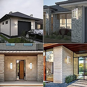 illumishin Outdoor Wall Light Fixtures Exterior Waterproof Wall Lanterns Porch Sconces Wall Mounted Lighting with Glass Shades, Modern Matte White Wall Lamps for Patio Front Door Entryway Garden