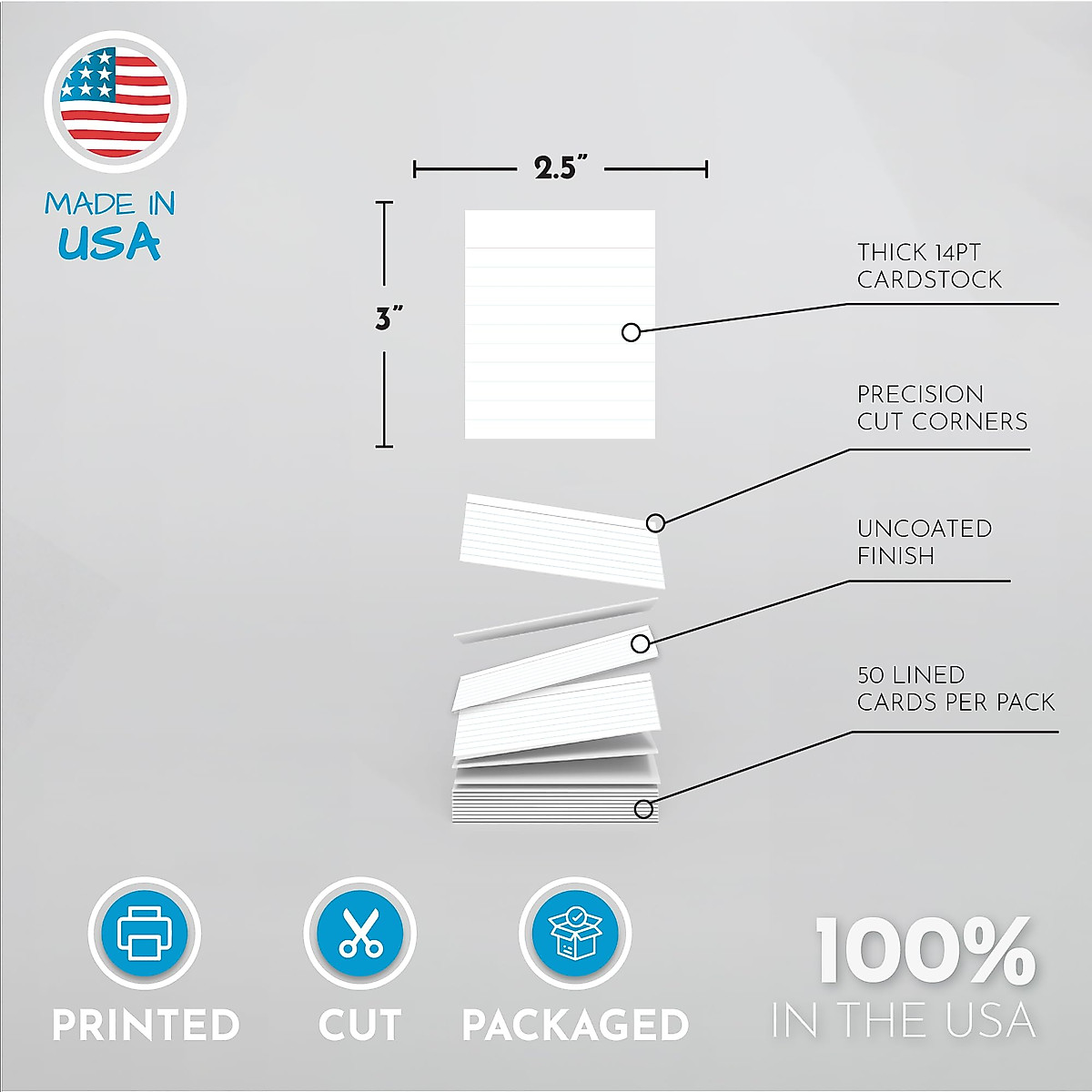 Home Advantage Ruled White Index Cards, File Lined Note Cards (2.5-x-3-inch)