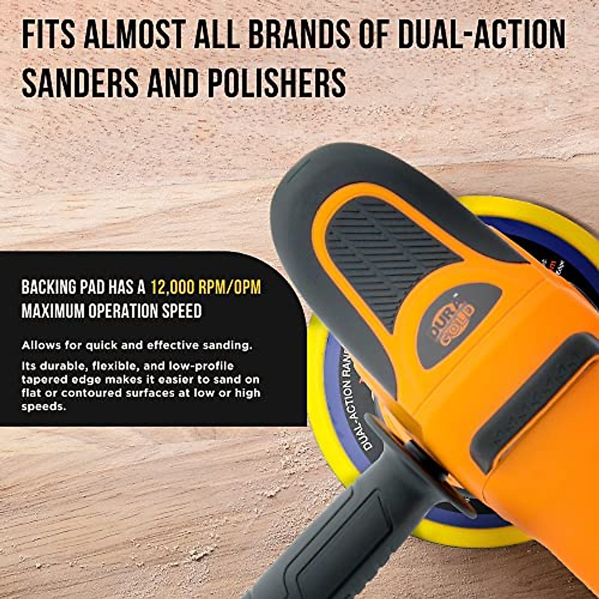 TCP Global 6" Hook & Loop DA Sander & Polisher Backing Plate Pad, 6 Hole Pattern Dustless - Dual-Action Random Orbital Sanding Pad - Low Profile Edge, Medium Density - for Auto Woodworking Sandpaper