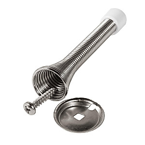 KISEER 12 Pack Spring Door Stops 3 1/4" Flexible Heavy Duty Spring Door Stopper with RustProof Screw Rubber Bumper Tips (Satin Nickel)