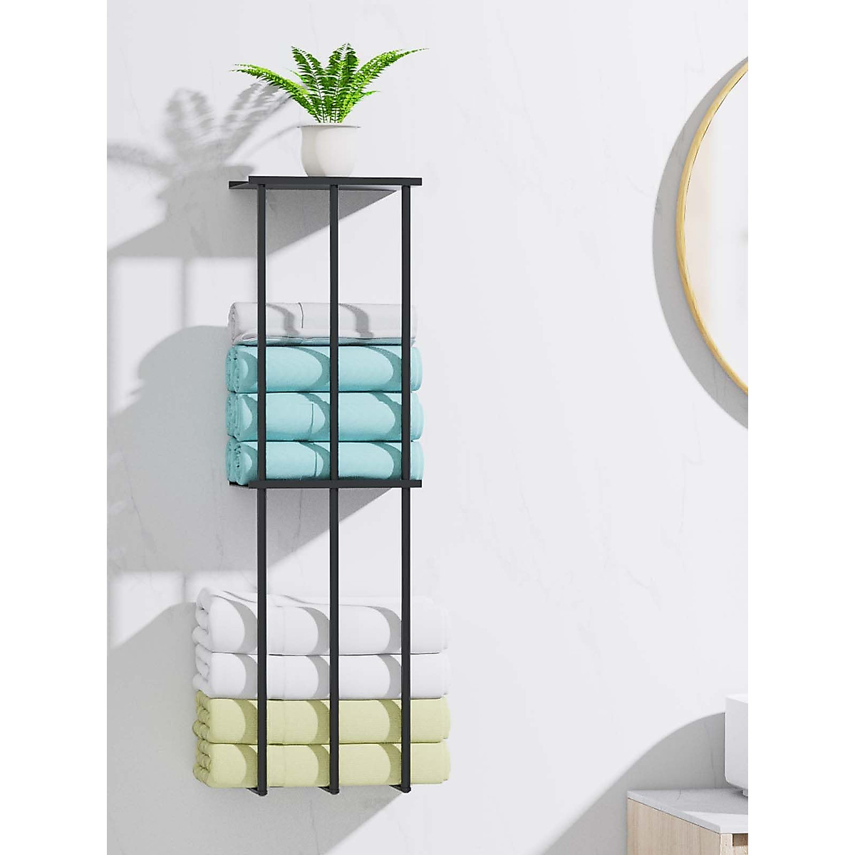 TooTaci Towel Racks for Bathroom,Towel Holder for Bathroom Wall,Upgraded 3 Tier Towel Storage for Small Bathroom,Towel Rack with Shelf for Small Space Organizer,Can Hold Up 6 Rolled Towels