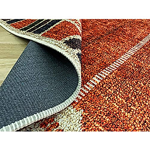 AK RUGS Contemporary Printed Area Rug Gloria Collection Living Room Kitchen Hallway Rug (Orange, 6' x 9')