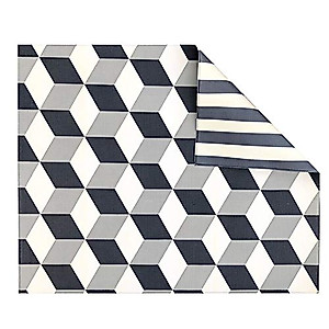 Large Waterproof Thick Padded Foam Baby Play Mat for Infants, Babies, Toddlers - for Play, Crawling & Tummy Time - 70 x 59 in. - Reversible, Double-Sided, Non-Toxic, Non-Slip Playmat - Grey Geo/Stripe