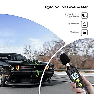 Decibel Meter, Tadeto Digital Sound Level Meter Portable SPL Meter 30dB to 130dB MAX Data Hold with LCD Display Backlight A/C Weighted for Home Factories