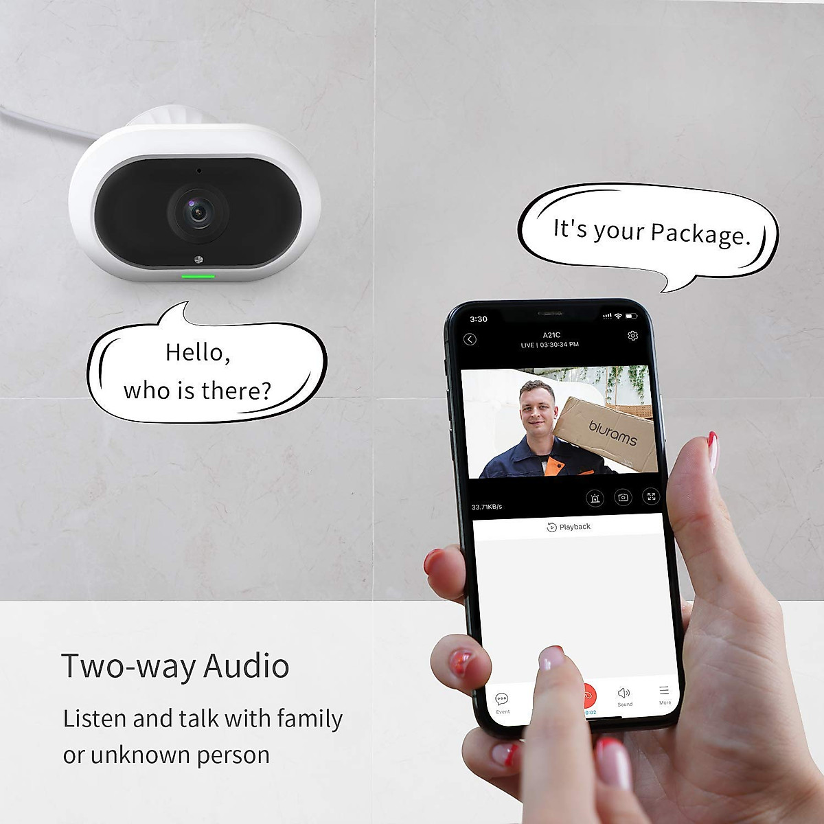 Security Camera Outdoor, blurams Cameras for Home Security 2-Way Audio, Starlight Night Vision, Facial Recognition, Siren, Weatherproof, Cloud/Local Storage, Works with Alexa& Google Assistant& IFTTT
