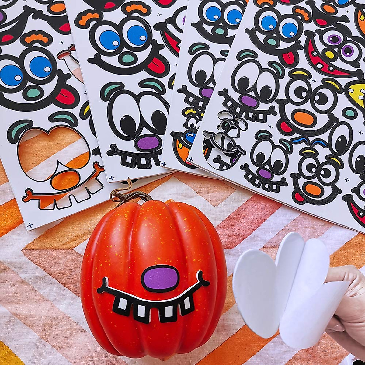 Supla 48 Kits Halloween Funny Face Pumpkin Decorating Craft Kits Decorates 48 Pumpkins Foam Jack-O'-Lantern Self-Adhesive Halloween Stickers for Kids Pumpkins Art Project Classroom Activity