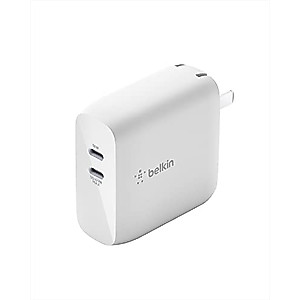 Belkin BoostCharge USB C 68W GaN Wall Charger with Dual Ports - iPhone Charger Fast Charging, Type C Charger, USB C Charger w/ PD for Samsung Galaxy, iPad Pro, Macbook Pro, Includes 2M USB C Cable