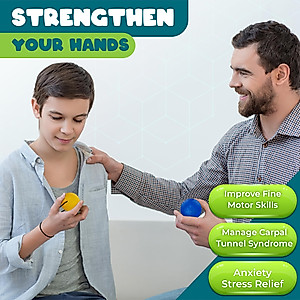 Yupititoy Squeeze Balls for Hand Therapy (Set of 3) – Hand Strengthener Ball on a String – Soft, Medium & Firm Exercise Balls for Rehabilitation, Arthritis, Carpal Tunnel – Stress Balls for Adults