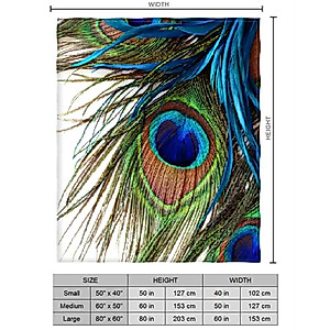 Goodbath Peacock Blanket, Flanel Cozy Plush Velvet Warm Fleece Blanket for Sofa Couch Bed Office Chair, 60 x 50 Inches