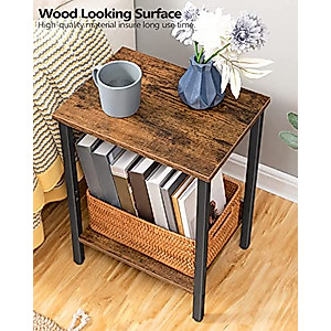 ALLOSWELL End Table, Side Table with Storage Shelf, Nightstand for Small Spaces, Bedside Table, for Living Room, Bedroom, Easy Assembly, Rustic Brown ETHR5001