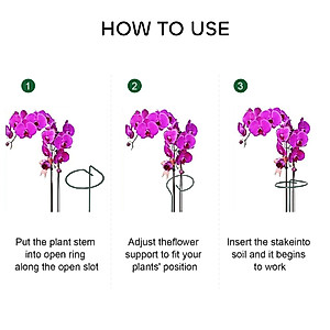 GROWNEER 12 Packs 16 Inches Garden Flower Support Plant Support Stakes, with 15 Pcs Plant Labels, Single Plant Stem Flower Support for Flowers, Orchid, Peony, Lily, Rose