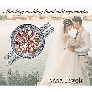 NANA Jewels 2ct Pure Brilliance Zirconia Halo Engagement Ring-Round Cut-Morganite-6