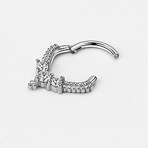 FANSING 16g Septum Jewelry 8mm Septum Rings for Women 316L Surgical Steel Daith Clicker Silver CZ 8mm Daith Jewelry 16 Gauge Teardrop Septum Piercing Jewelry Hypoallergenic