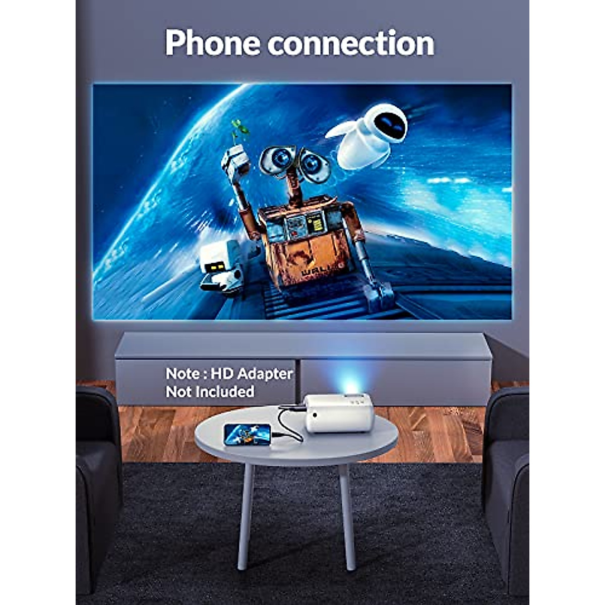 Mini Projector, CLOKOWE 2023 Upgraded Portable Projector with 7000 Lux and Full HD 1080P, Movie Projector Compatible with iOS/Android Phone/Tablet/Laptop/PC/TV Stick/Box/USB Drive/DVD/Game Console