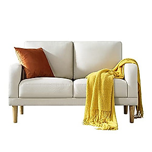 Husbedom 50"(W) Loveseat Sofa, Small Couch Sofas for Small Spaces, Living Room, Bedroom, Straight Arms,Easy,Tool-Free Assembly, Beige