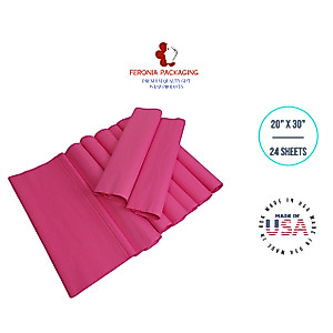 Hot Pink Tissue Paper Squares, Bulk 24 Sheets, Premium Gift Wrap and Art Supplies for Birthdays, Holidays, or Presents by Feronia packaging, Large 20 Inch x 30 Inch