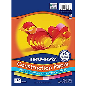 Tru-Ray Construction Paper, Warm Assorted, 9" x 12", 150 Sheets