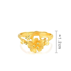 CHOW SANG SANG 999.9 24K Gold Price-by-Weight 3.74g Gold Floral Ring (Adjustable) for Women and Wedding Occasion 69462R