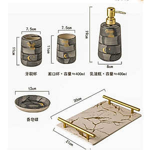 CZDYUF Hand-Painted Ceramic Bathroom Five-Piece Toiletry Set Wedding Bathroom Supplies Toothbrush Mouthwash Cup