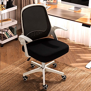 Devoko Office Chair Mesh Desk Chair Ergonomic Office Chair with Lumbar Support Swivel Computer Task Chair with Flip-up Arms Adjustable Height (Black)