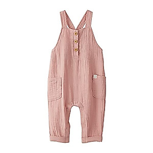 little planet by carter's unisex-baby Organic Cotton Gauze Overall Jumpsuit, Rose, 12 Months
