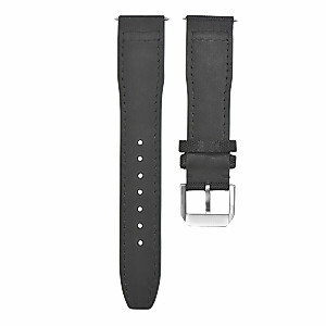 Ewatchparts 21/18MM CANVAS LEATHER WATCH BAND STRAP COMPATIBLE WITH IWC PILOT TOP GUN PORTUGUESE BLACK