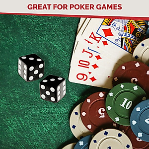 MR CHIPS D6 Standard 16 mm Opaque Dice with Pip Dots - 200 Pack - Black