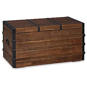 Signature Design by Ashley Kettleby Vintage Wood Storage Trunk or Coffee Table with Lift Top 19", Brown