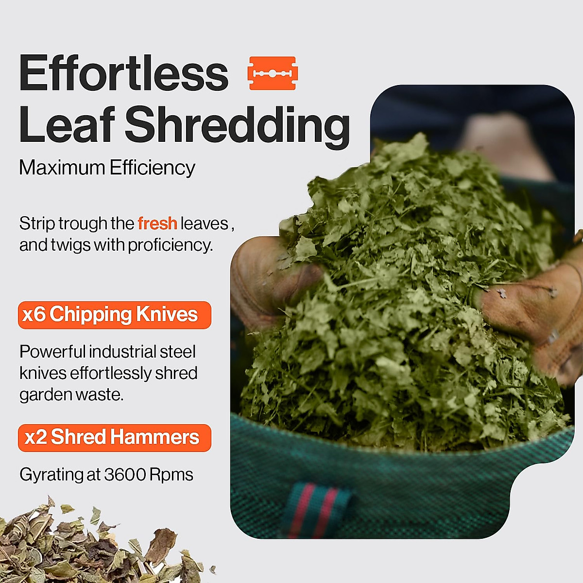 SuperHandy Leaf Mulcher Shredder Green and Waste Management Heavy Duty Gas Powered 3.4HP 1" Inch Cutting Capacity for Leaves Grass and Clippings