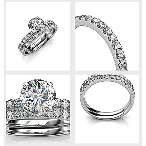 14k Gold 2 in 1 Moissanite Diamond Ring for Women Wedding Engagement Genuine Solitaire Ring Set Destiny Jewelry 1ct 2ct 3ct 4ct Personalized 2 Piece Engraved Ring