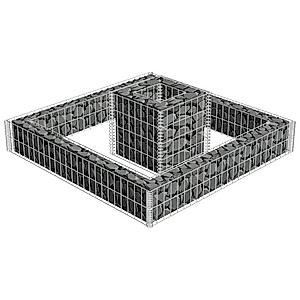 Gabion Planter,Garden Fence Border,Portable Fence,Privacy Fence,Fencing for Yard,Private Fence,Garden Fence for Dogs,for Deck,Patio,Backyard,Outdoor Pool,Porch,Galvanised Steel 47.2"x47.2"x7.8"