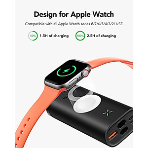 VIYISI Portable Charger for Apple Watch, 10000mAh Power Bank 20W PD Fast Charging Battery Pack for iPhone, Compatible with Apple Watch Series Ultra/8/7/6/Se/5/4/3/2/1/iPhone14/14 Pro Max/13/12 - Black