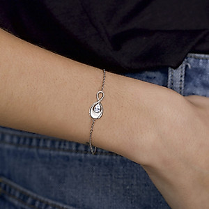 Sterling Silver Infinity Urn Bracelet for Ashes - S925 Teardrop Cubic Zirconia Cremation Keepsake Jewelry Gift for Women Loss Loved One