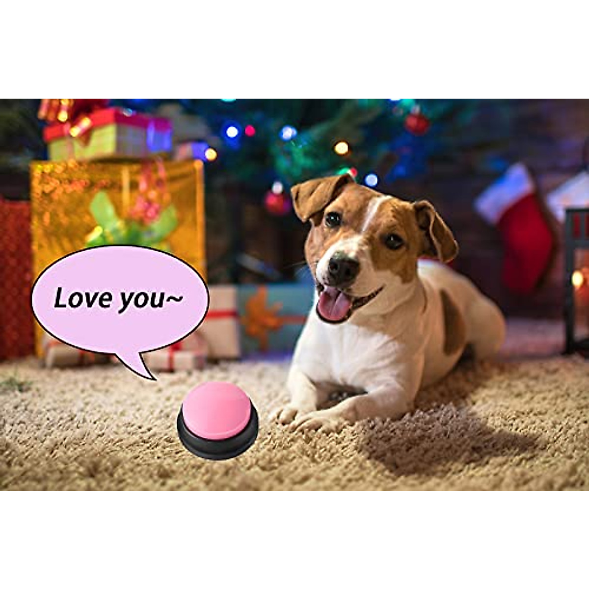 Voice Recording Button, Dog Buttons for Communication Pet Training Buzzer, 30 Second Record & Playback, Funny Gift for Study Office Home 4 Packs (Blue+Pink+Yellow+Purple)