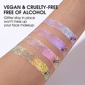 BestLand Holographic Body Glitter Gel - Cosmetic-Grade, Christmas Glitter Makeup for Face, Body, and Hair, Safe and Easy to Use, Perfect for Festivals Parties, Vegan & Cruelty Free (02 Stardust Pink)