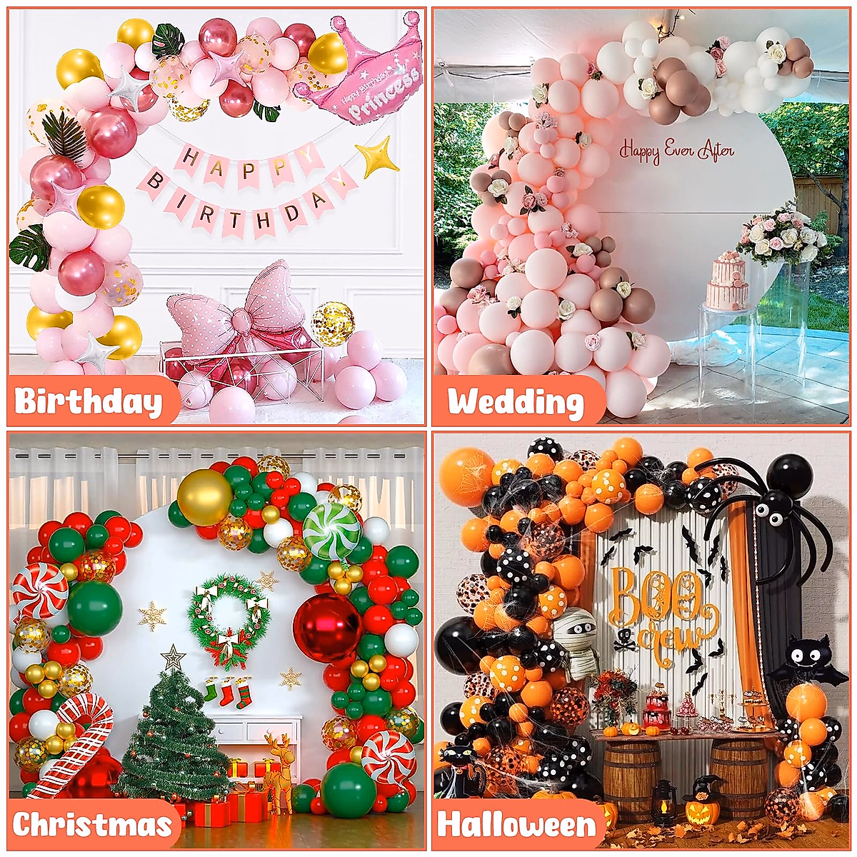 OurWarm 8.2FT & 6FT Balloon Arch Stand, Free Bending Top Balloon Arch Kit, Half Arch Balloon Stand with Base for Floor, Balloon Column Kit for Wedding Birthday Party Baby Shower Halloween Decorations