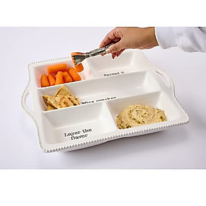 Mud Pie Circa Snack 5 Section Server, White, 12.5" x 12.5"