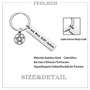 FEELMEM Funny Gift Jerk Bitch Idjit Assbutt Keychain Coworker Gift Inspired Jewelry TV Series Fan Gift (Jerk)