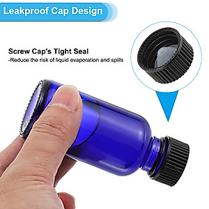 PATIKIL 1oz(30ml) Glass Sample Bottles with Black Poly Cone Cap, 6Pcs Round Bottle Dispensing Bottles with Funnel for Reagent Liquids, Essential Oils, Perfume, Blue