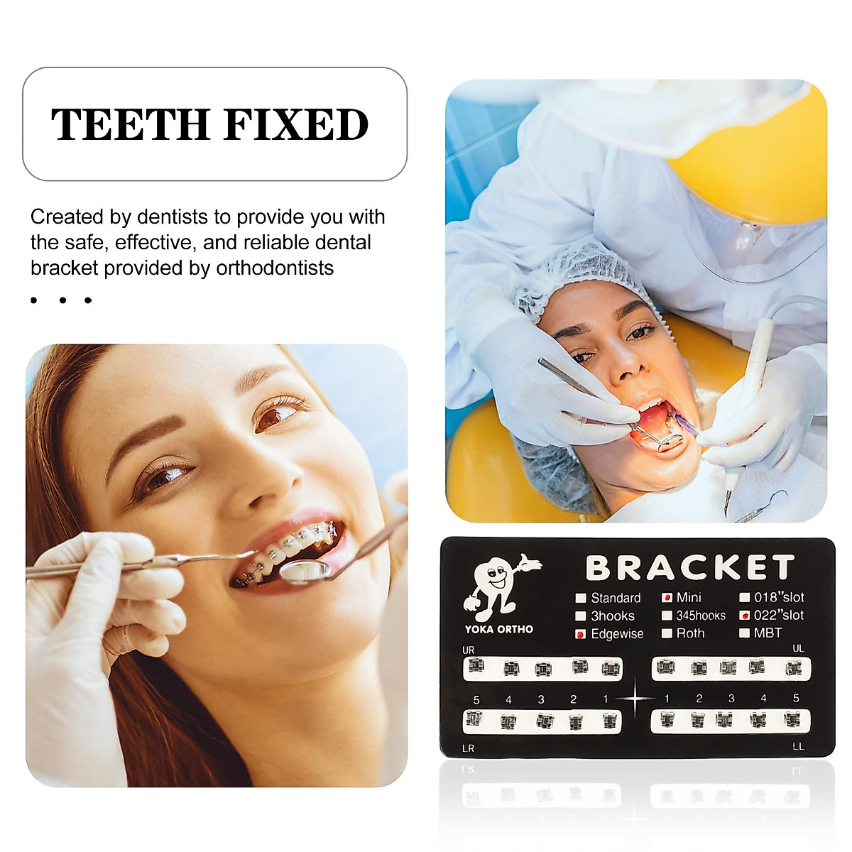 GLEAVI 20Pcs Dental Orthodontic Brackets Stainless Steel Tooth Brace Brackets Tooth Brace Holder Dental Accessories for Orthodontic Tooth Brace