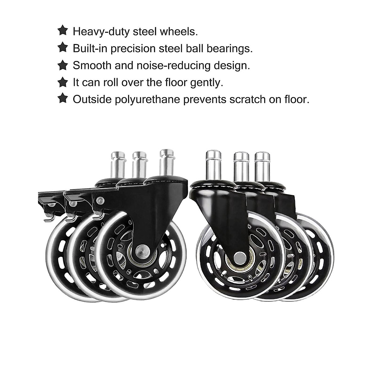 IMMER LIEBEN Rolling Stool with Backrest Low Height Roller Stool with Universal Swivel Caster Wheels for Home Office, Adult, Kids Chair, Garage, Library PU Leather Black